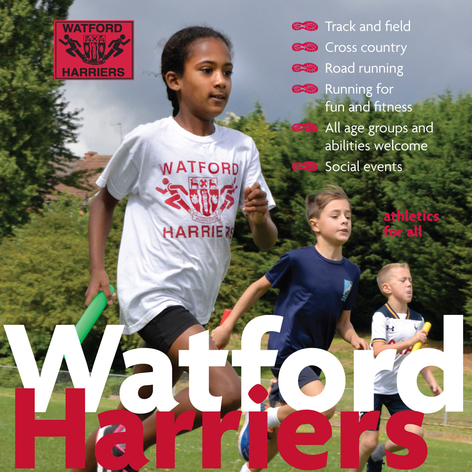 Graphic design for Watford Harriers from Peter Magnus Design, Herts